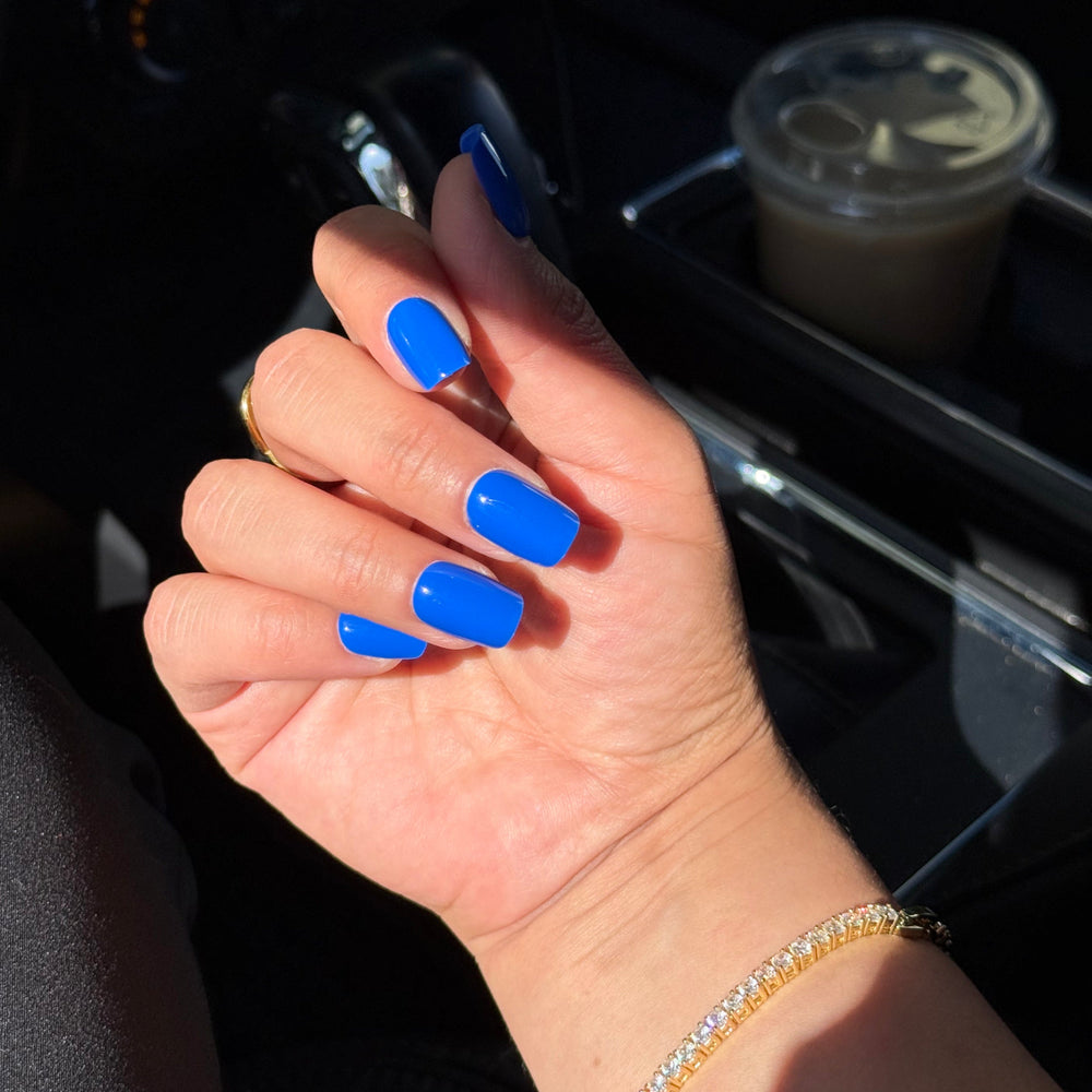 Cobalt Blue Press-On Nails Short Square Shape | LUXXI