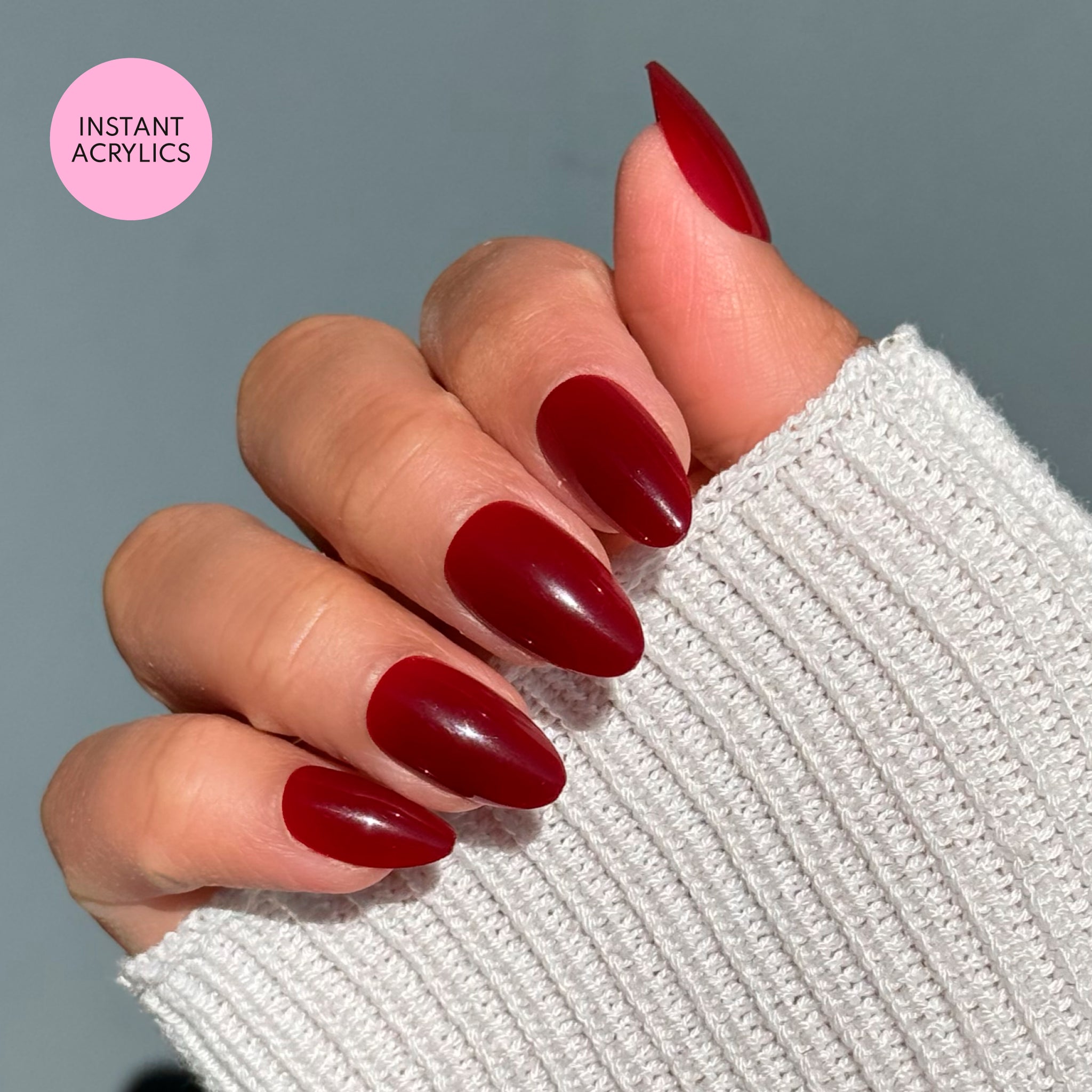 Instant Acrylic Merlot Press On Nails Short Almond | LUXXI